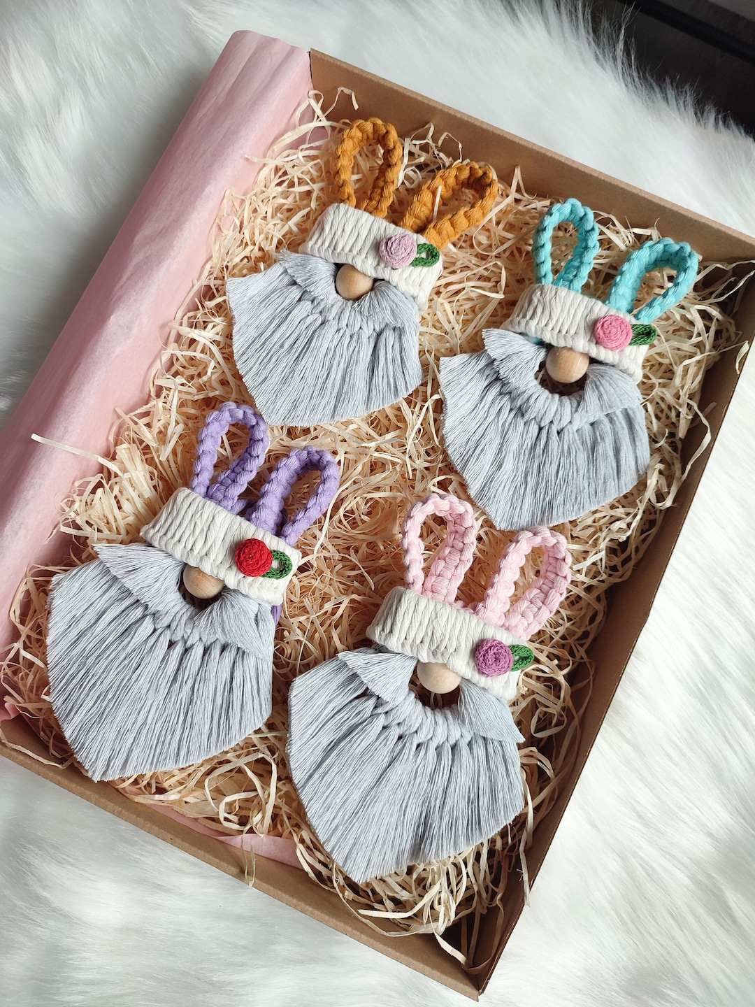 Macrame Easter Gnome Box /4 Bunny Gnome Mix /easter Gnome /gnome Spring ...