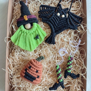 Macrame Halloween Ornament Set/ Halloween Decor/handmade Spooky ...
