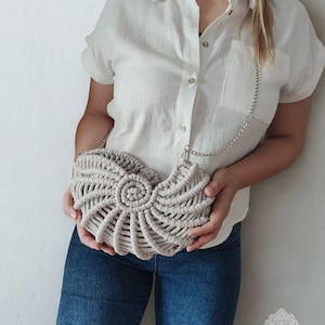 Macrame Shell Bag Tutorial, DIY Macrame Bag Pattern, Boho Purse VIDEO Guide, Beginner Macrame ...