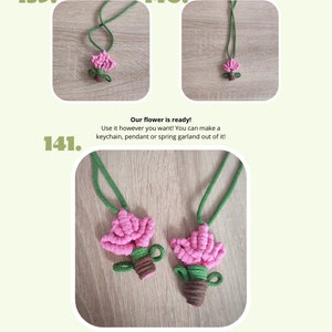 PDF Tutorial of Macrame Tulip in a Pot for Beginners, Macrame Flower DIY, Car Charm Decor ...