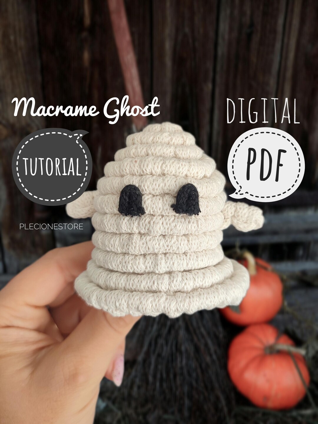 Macrame Halloween Ghost PDF Tutorial, Spooky Ghost DIY, Halloween ...