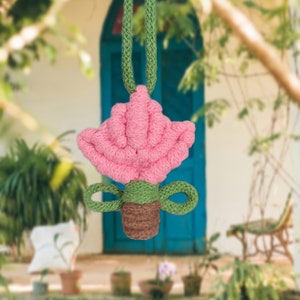 PDF Tutorial of Macrame Tulip in a Pot for Beginners, Macrame Flower DIY, Car Charm Decor ...
