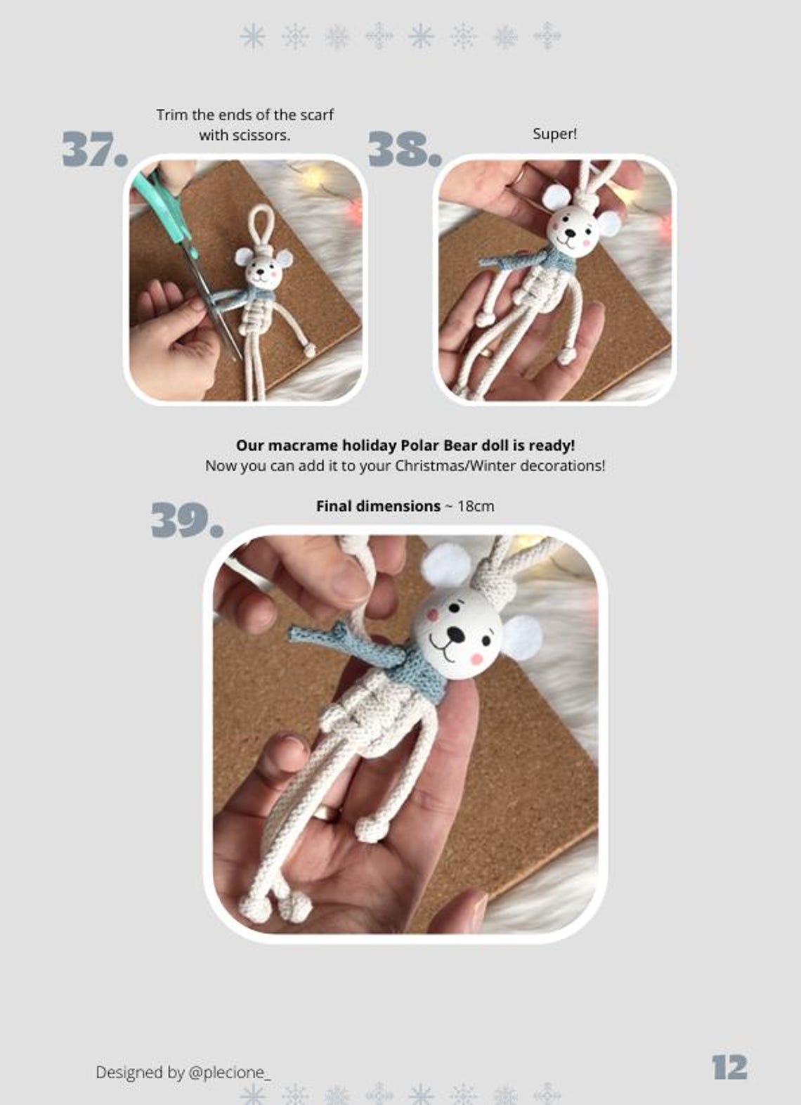 Macrame Polar Bear Tutorial | Beginner-friendly Winter Decoration (PDF ...
