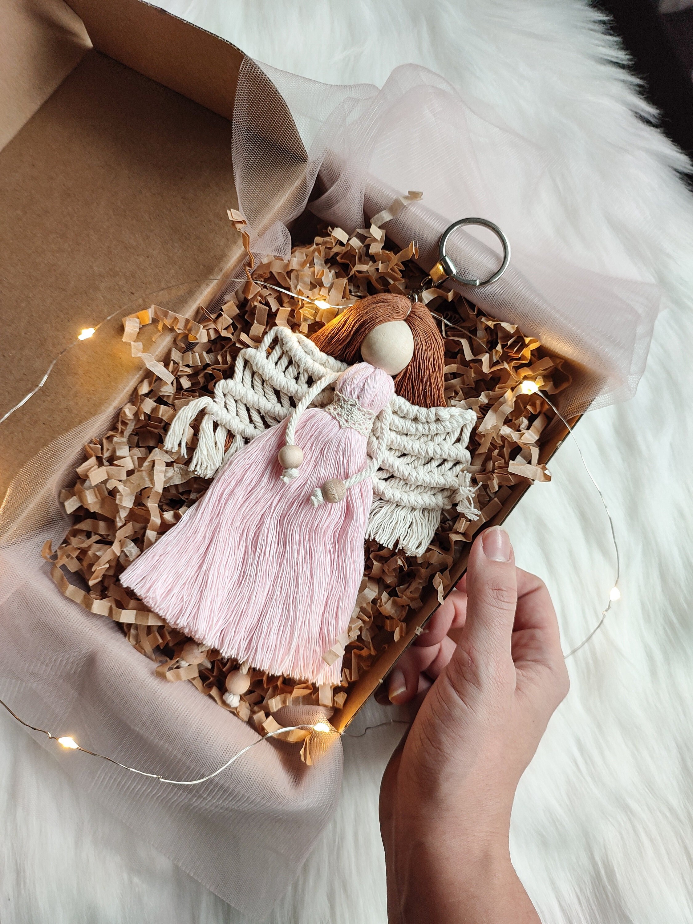 Boho Macrame Angel Keychain Bag Charm Bulk Keychain - Etsy