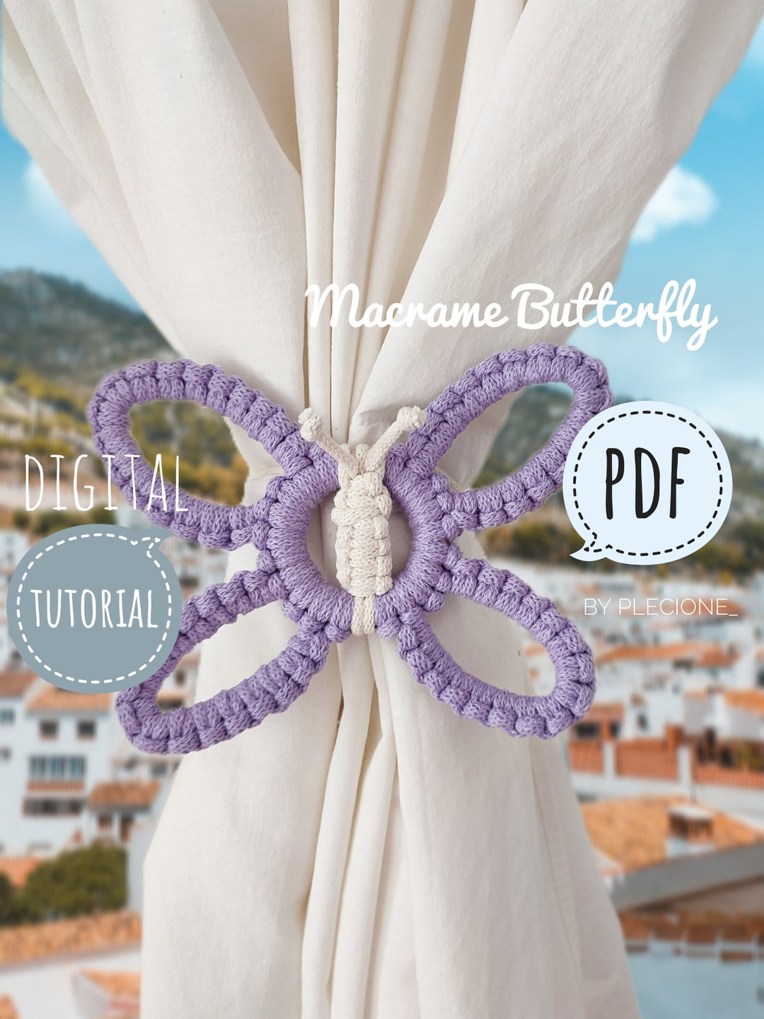 PDF Tutorial of Macrame Butterfly for Beginners /curtain Decor DIY ...