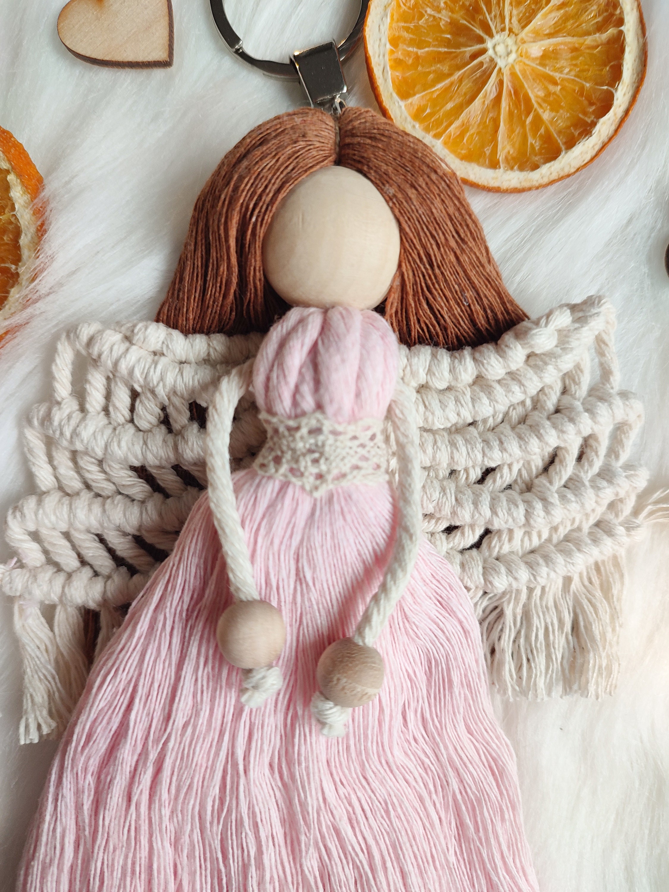 Boho Macrame Angel Keychain Bag Charm Bulk Keychain - Etsy