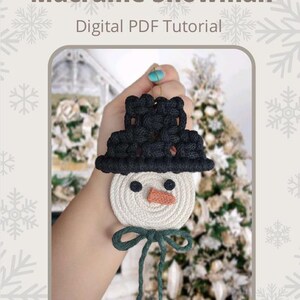 Tutorial PDF of Macrame Snowman Head, DIY Snowman Craft, Christmas Tree ...