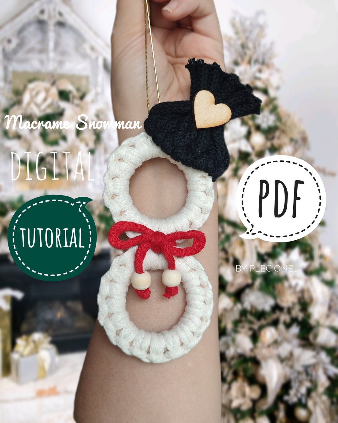 Macrame Snowman Ornament Tutorial: DIY Christmas Craft (PDF Pattern) - Etsy