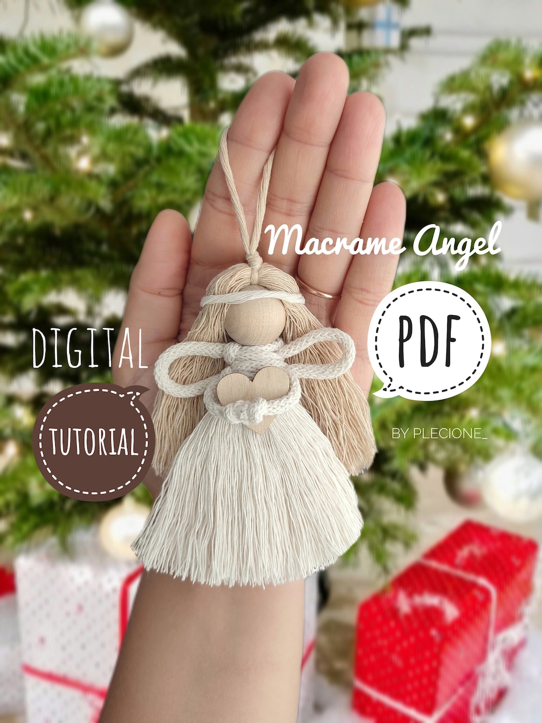 TUTORIAL PDF of Macrame Angel for Beginners / Step by Step Guide / Angel Christmas Tree ...