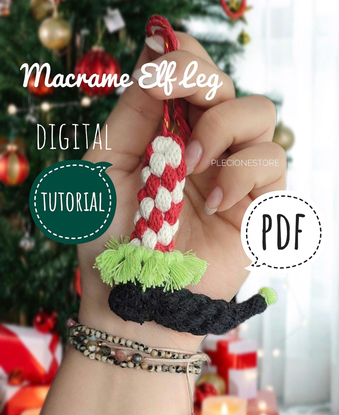 Tutorial PDF of Macrame Elf Legs, DIY Holiday Craft, Christmas Tree ...