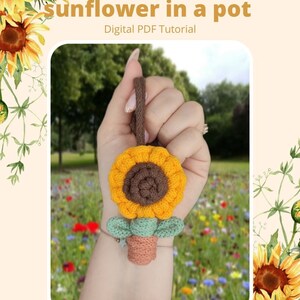 PDF Tutorial of Macrame Sunflower in a Pot for Beginners / Macrame Flower DIY / Car Charm Decor ...