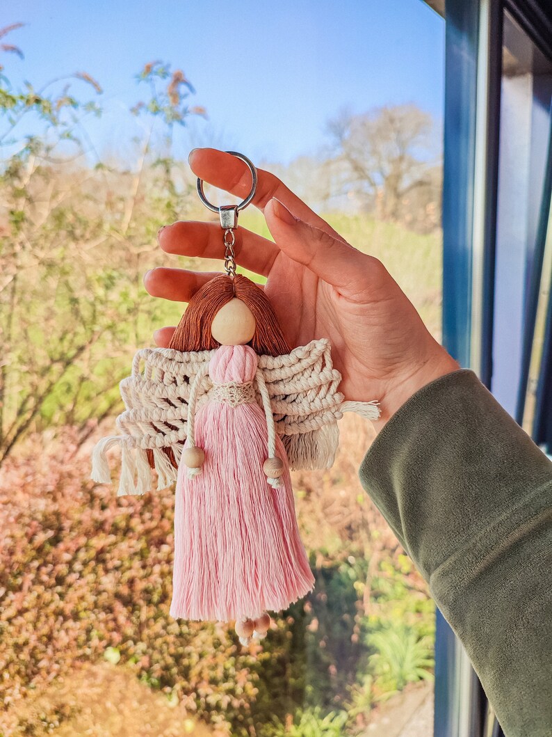 Boho Macrame Angel Keychain Bag Charm Bulk Keychain - Etsy