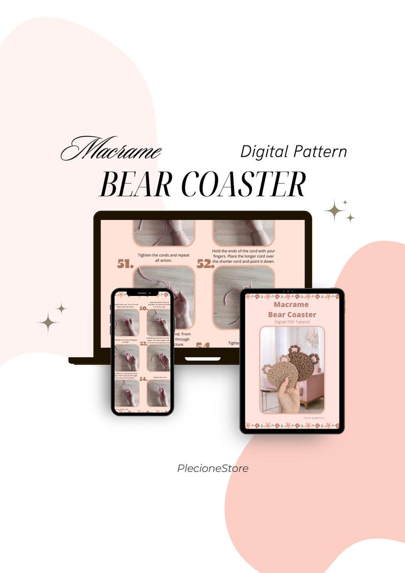 Macrame Bear Coaster PDF Tutorial: Animal DIY Pattern - Etsy