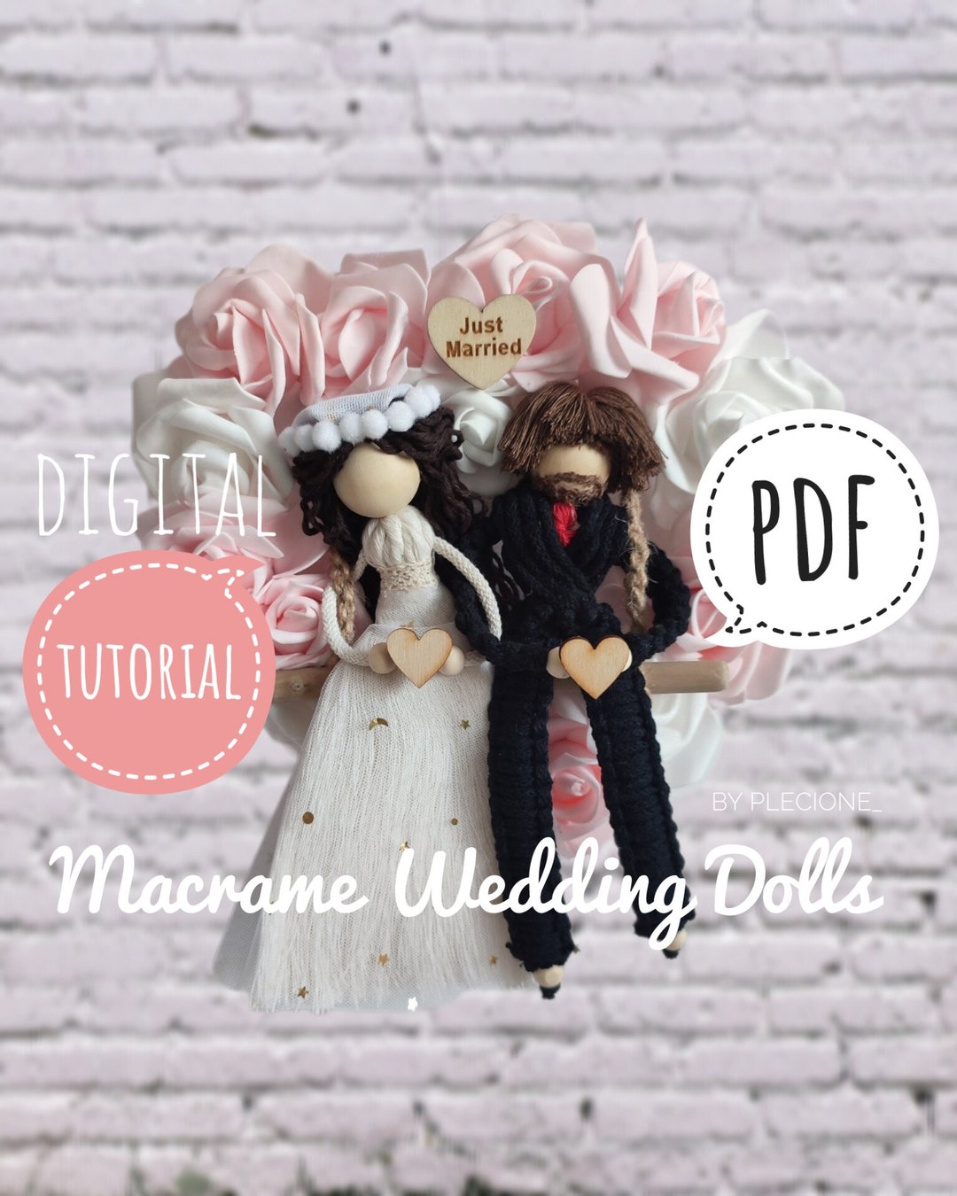 PDF Tutorial of BRIDE and GROOM Wedding Doll, Macrame Wedding Set Diy ...