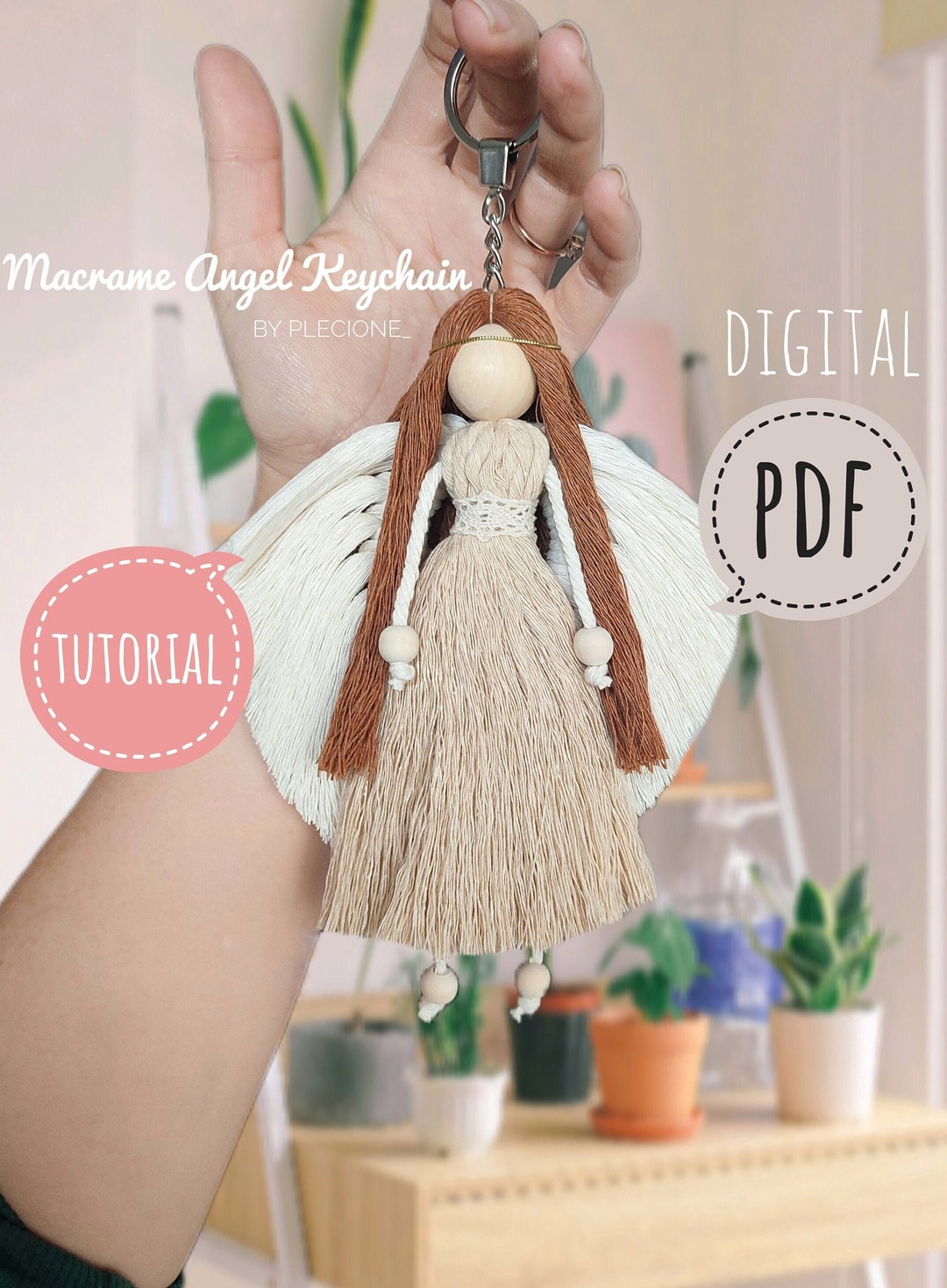 Macrame Angel Keychain Tutorial: DIY Digital Pattern (PDF) - Etsy