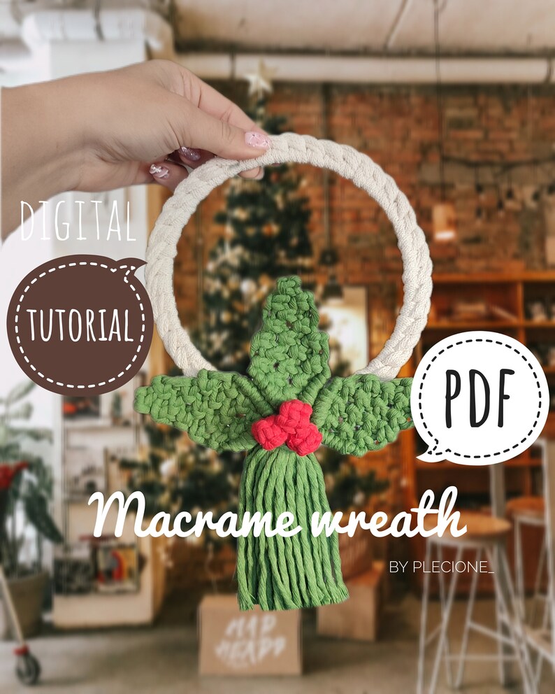 Macrame Christmas Wreath Tutorial: DIY Ornament (PDF) - Etsy