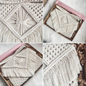 Large Handmade Macrame Envelope Clutch / White Handmade Macrame Bag / Cotton Bag / Macrame Bag ...