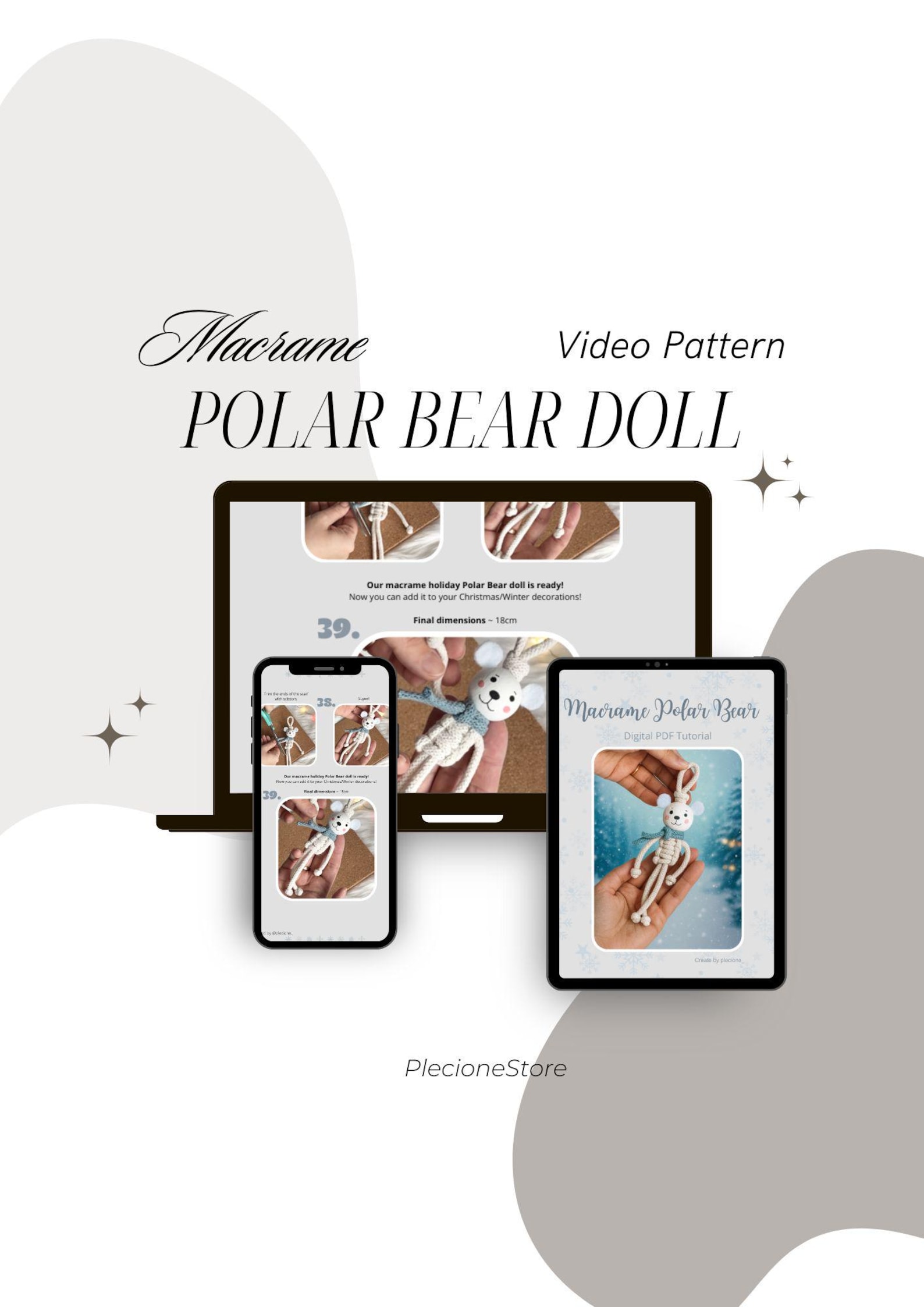 Macrame Polar Bear Tutorial | Beginner-friendly Winter Decoration (PDF ...