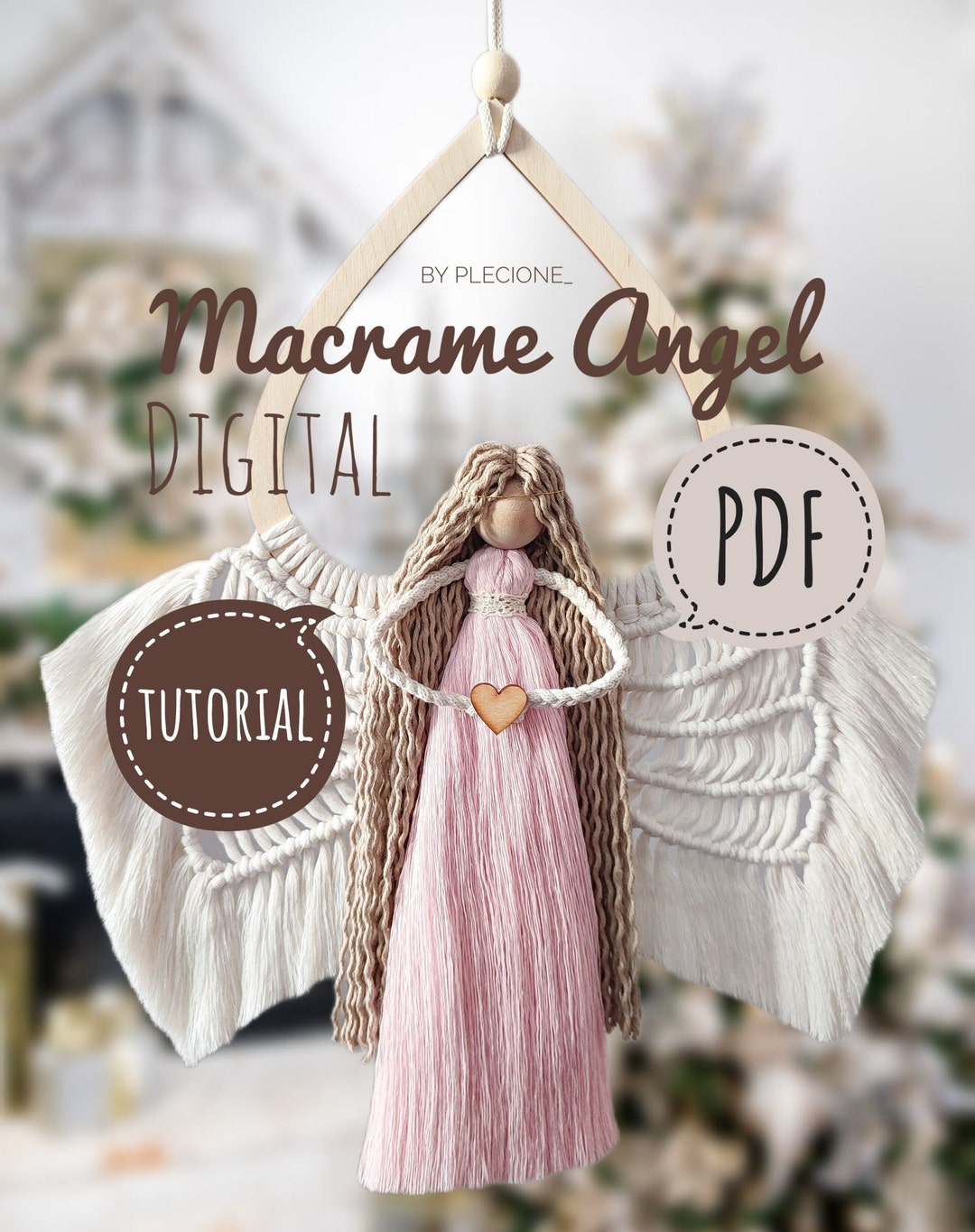 TUTORIAL PDF of Macrame Angel/step by Step Guide/angel Wall Hanging Digital Pattern/instant ...