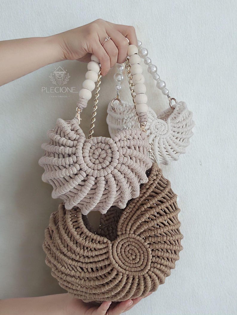 Handmade Macrame Shell Bag: Boho Pearl Clutch - Coastal Purse - Etsy