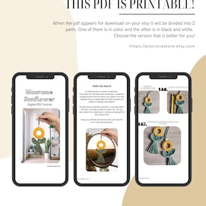 PDF Tutorial of Macrame Sunflower for Beginners / Macrame Flower DIY / Car Charm Decor / Floral ...