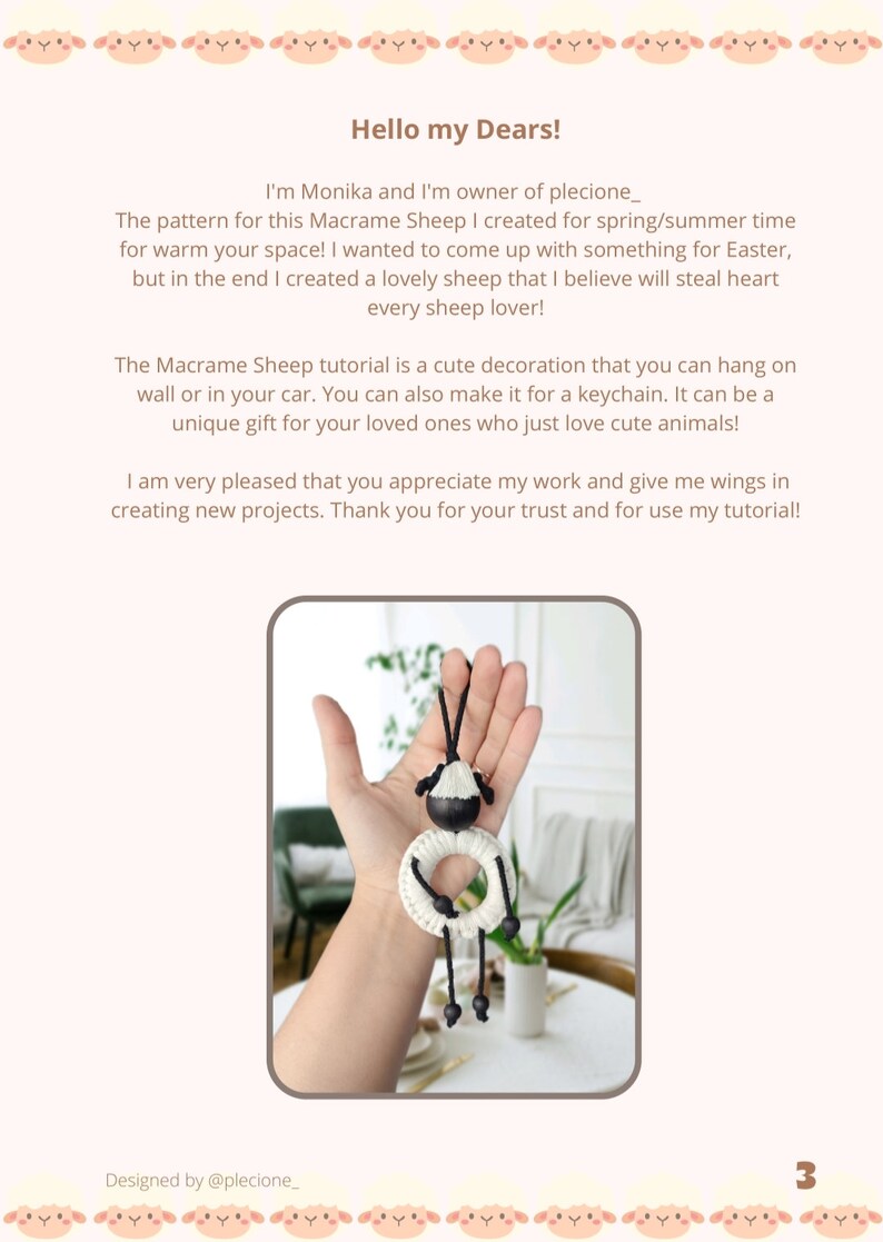 Macrame Sheep PDF Tutorial: DIY Car Charm Decor (digital Pattern) - Etsy