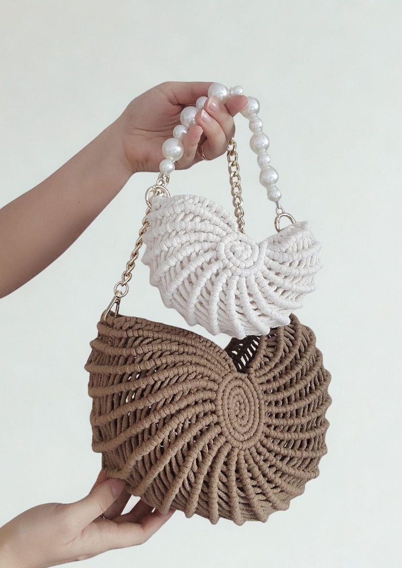 Handmade Macrame Shell Bag: Boho Pearl Clutch - Coastal Purse - Etsy