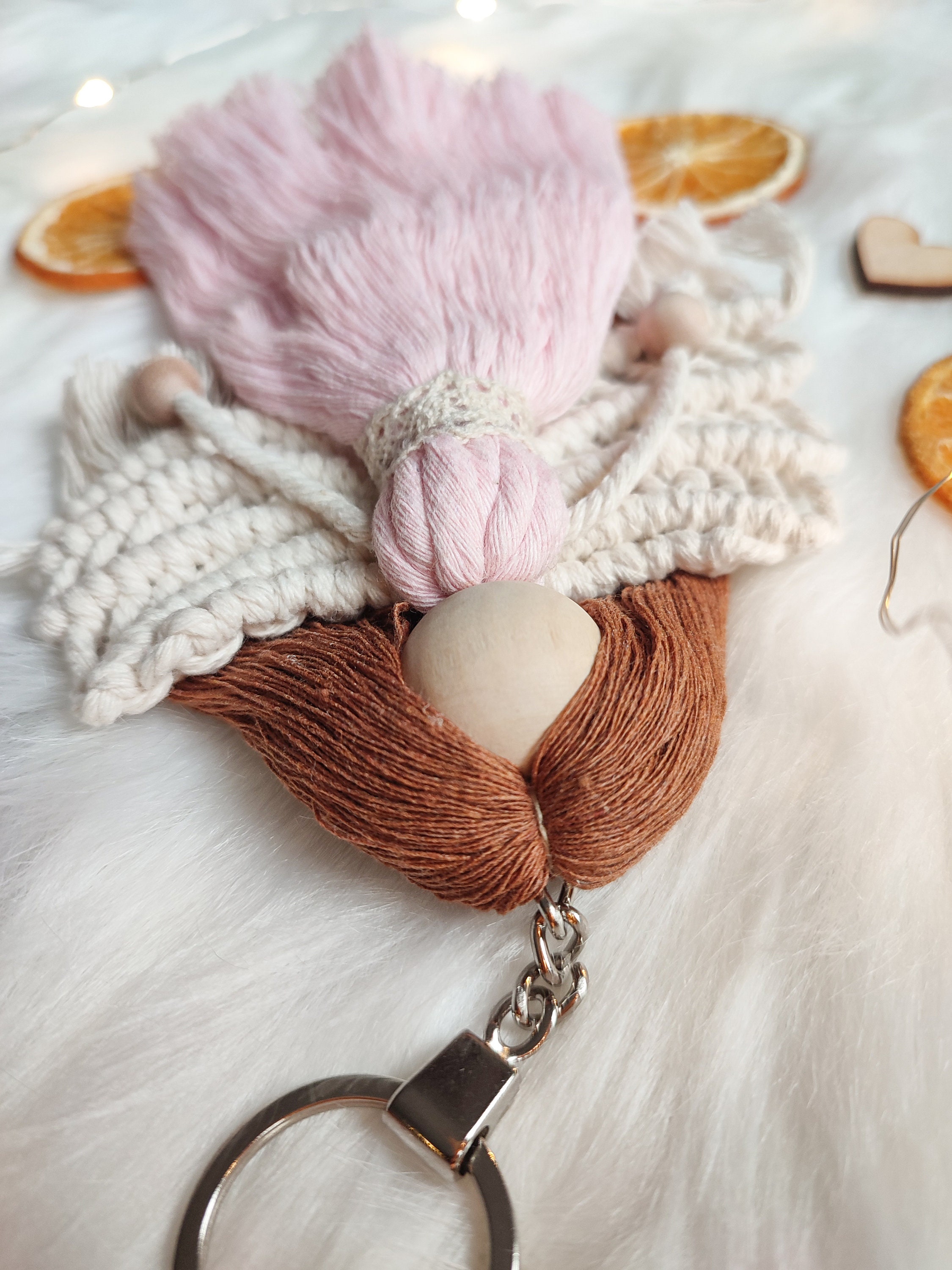Boho Macrame Angel Keychain Bag Charm Bulk Keychain - Etsy