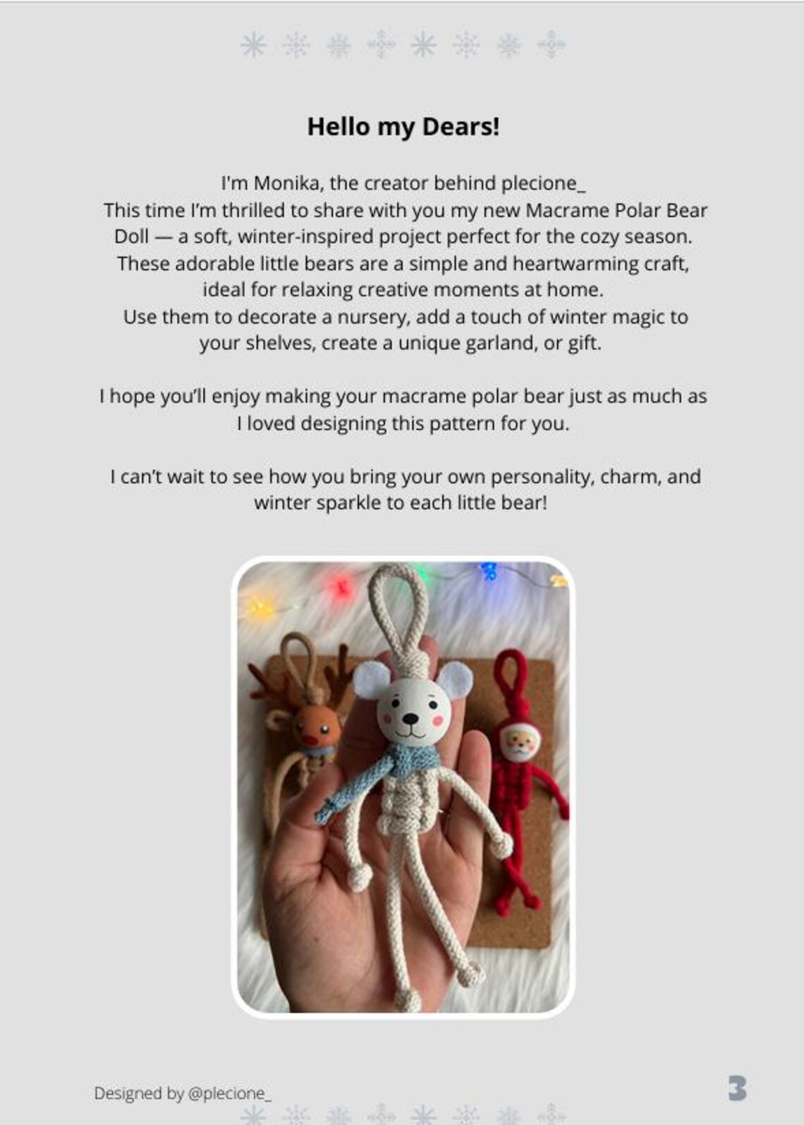 Macrame Polar Bear Tutorial | Beginner-friendly Winter Decoration (PDF ...