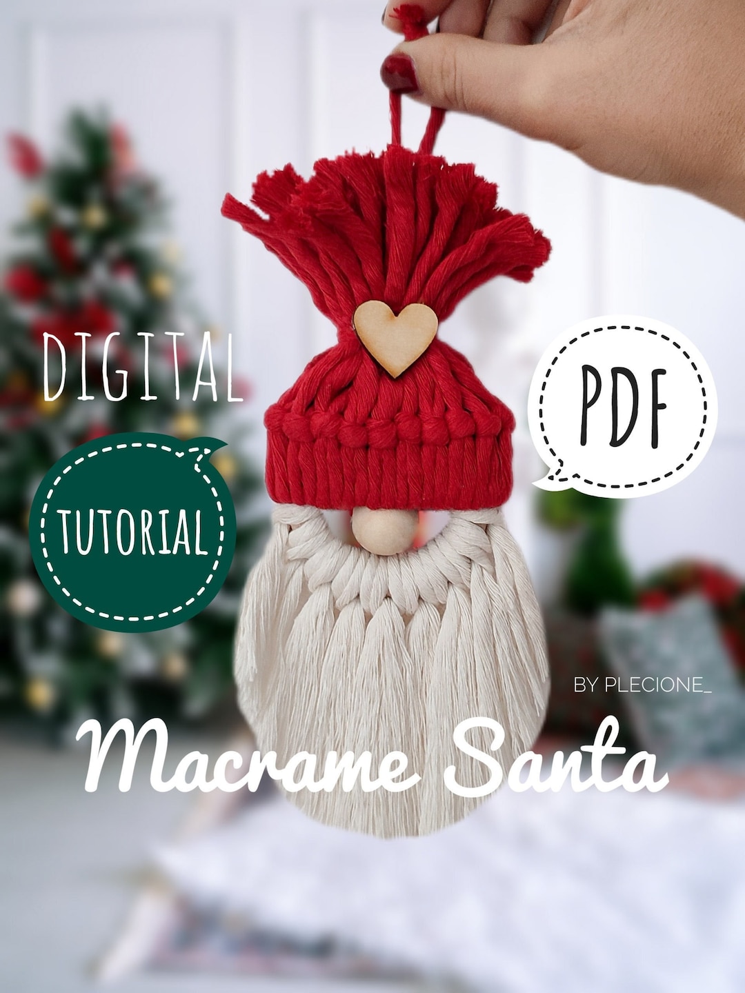 Macrame Santa Tutorial: DIY Christmas Ornament (PDF Pattern) - Etsy