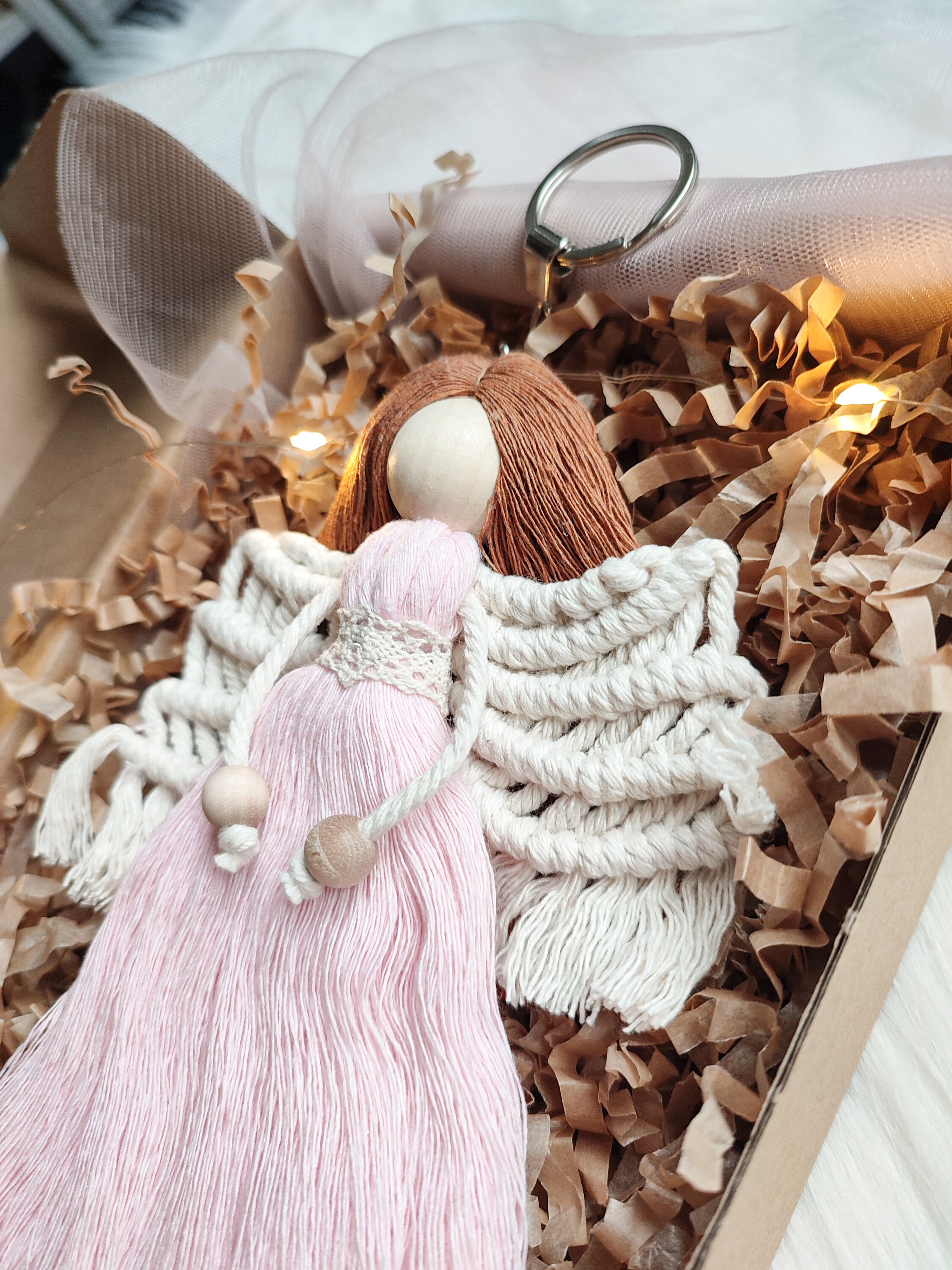 Boho Macrame Angel Keychain Bag Charm Bulk Keychain - Etsy