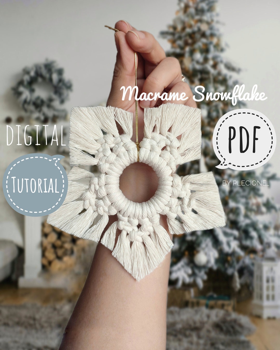 Macrame Snowflake Tutorial: DIY Christmas Ornament (PDF Pattern) - Etsy