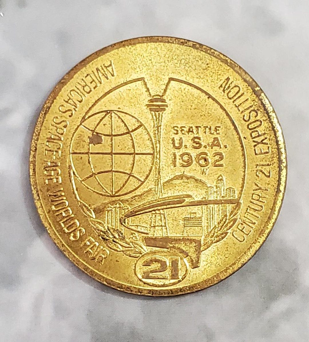 Century 21 Exposition Seattle Worlds Fair 1962 One Dollar Souvenir Coin ...