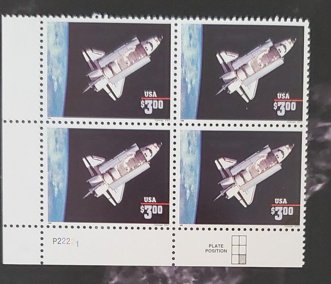 1995 Challenger Space Shuttle Stamp Block: MNH Vintage NASA Collectible ...