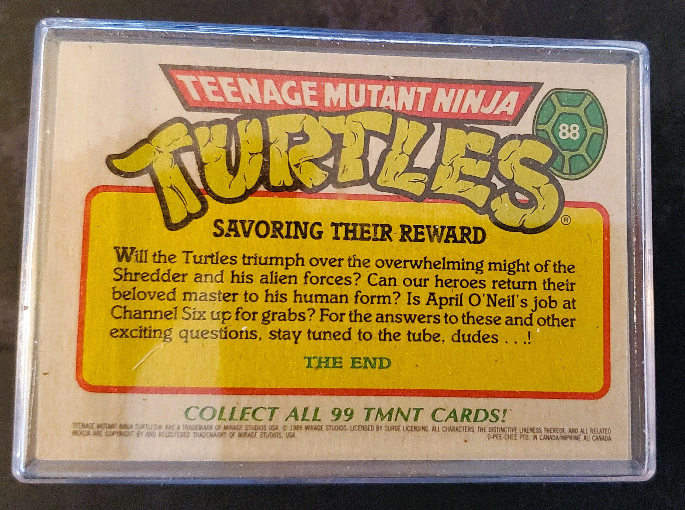 1989 Teenage Mutant Ninja Turtles Trading Card Base Set 1-88 O-pee-chee ...