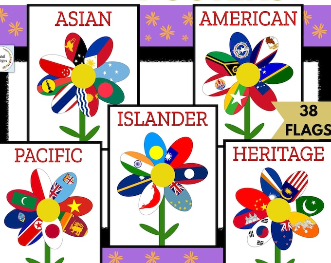 Asian Pacific Heritage Months Flags, Digital Downloads, Printable ...