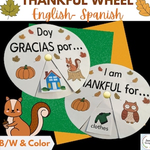 Thanksgiving Activity, Thankful Wheel, English and Spanish, I Am ...