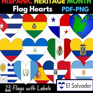 Hispanic Heritage Month Flag Hearts- Spanish Flag Hearts-set of 23 (PDF ...