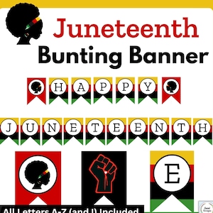 Juneteenth Bunting Banner, Black History Month Bunting Banner Letters ...