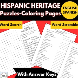 Printable Hispanic Heritage Month Word Puzzles, Worksheets, Coloring ...