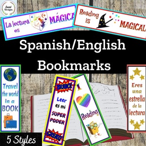 English/spanish/bilingual Reading Bookmarks- 5 Styles/ Ell/read Across ...