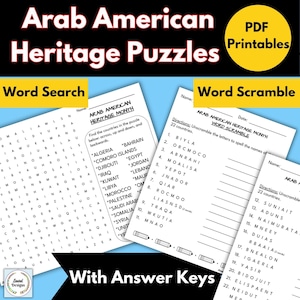 Printable Arab American Heritage Month Worksheets. Puzzles, Word Search ...
