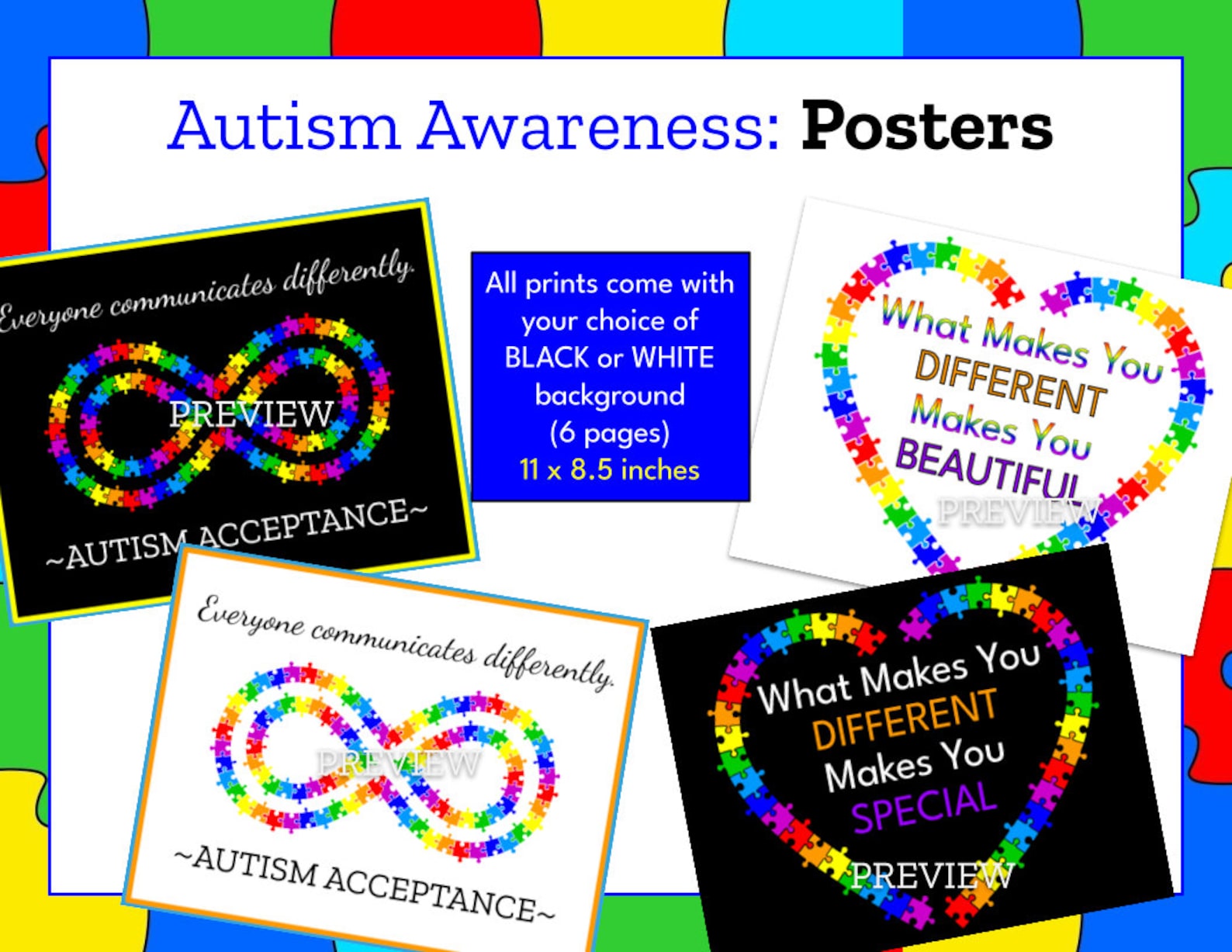 Autism Awareness Bulletin Board Poster Set Student - Etsy