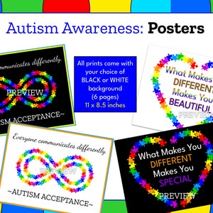 Autism Awareness Bulletin Board Poster Set Student - Etsy