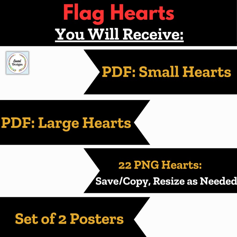 Arab American Heritage Month Flag Hearts Printables Set of 22, Bulletin ...