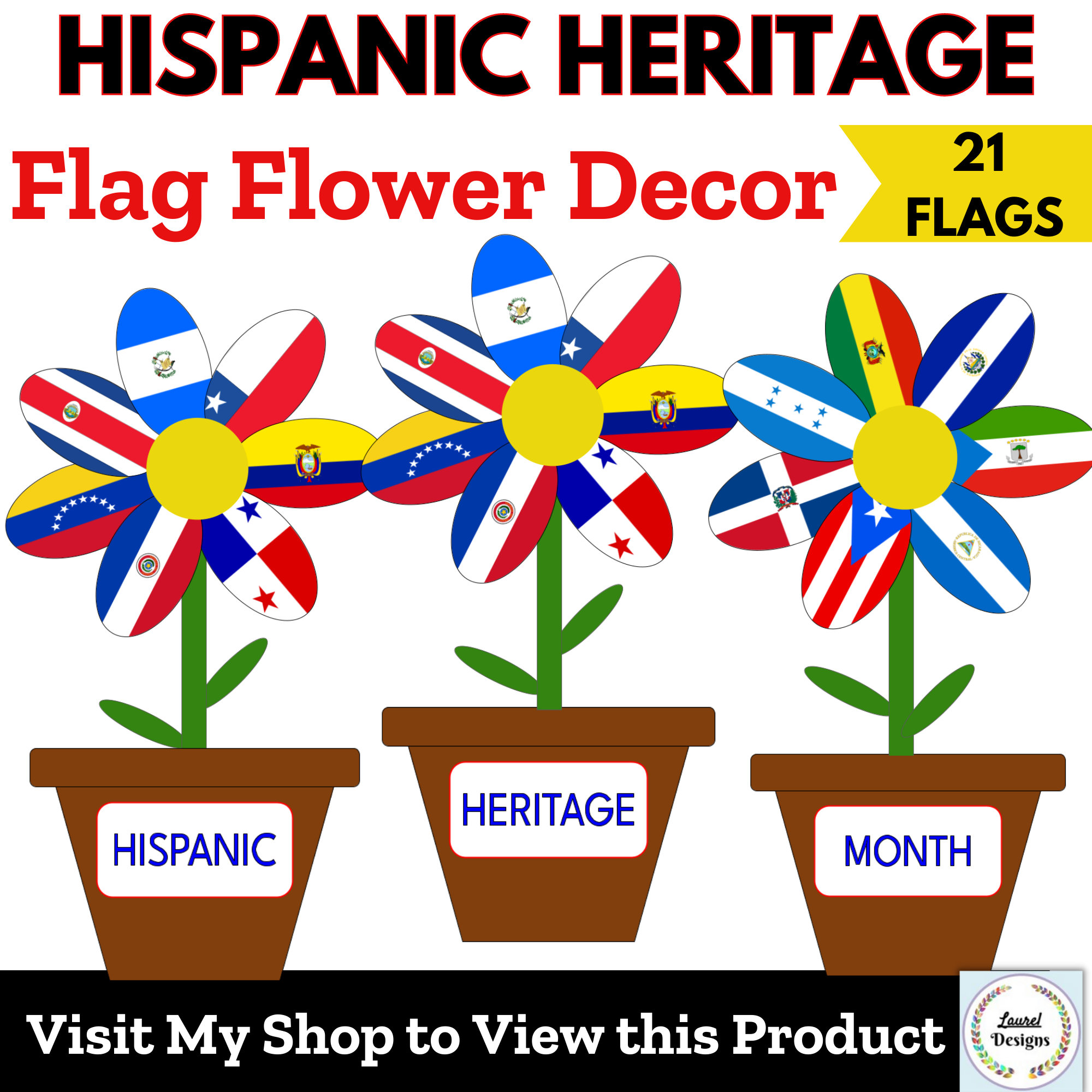 Hispanic Heritage Month Flag Hearts Spanish Flag Hearts-set of 23 PDF ...