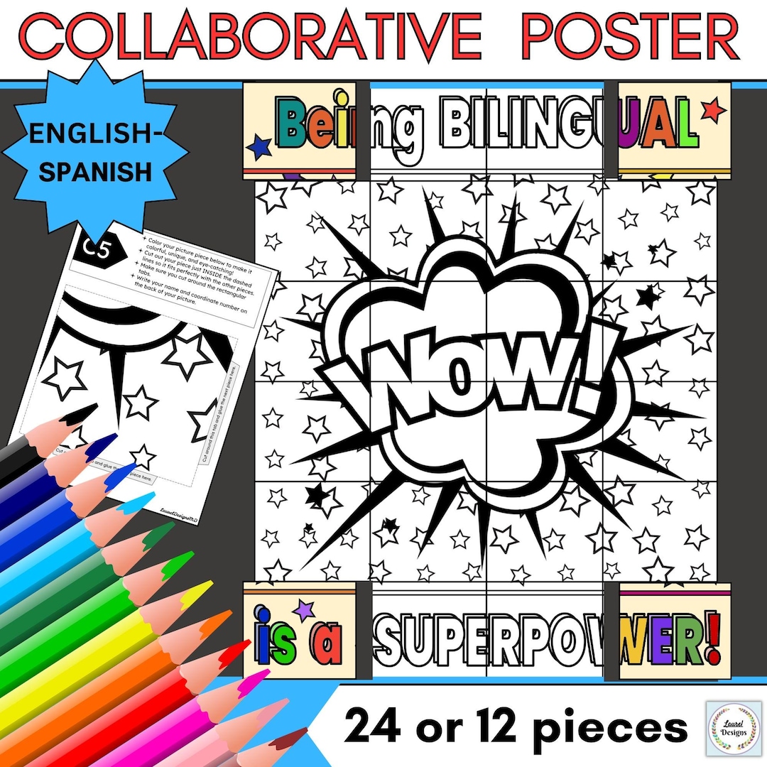 Being Bilingual is a Super Power Collaborative Poster, English-spanish ...