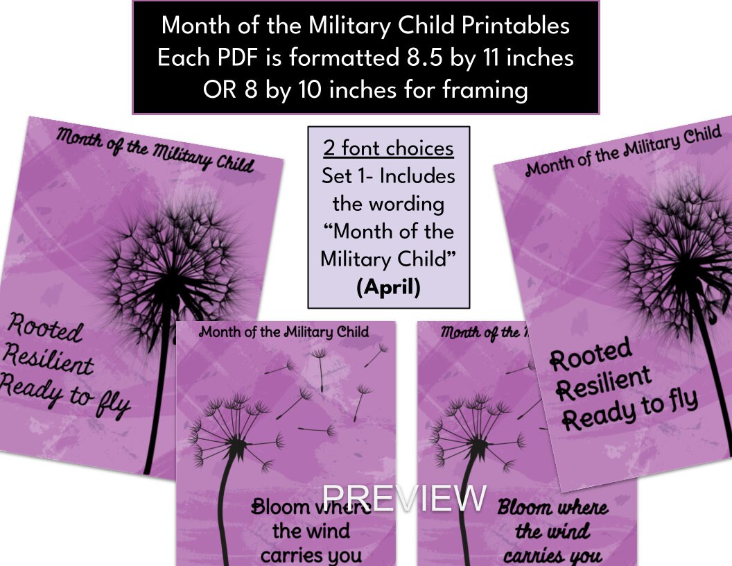 Dandelion/military Child Wall Art, Poster Set With Bookmarks Purple up ...