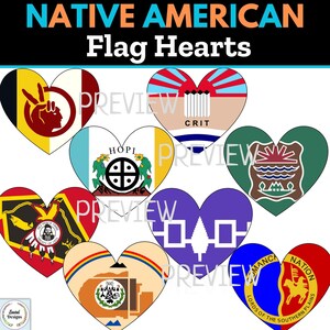 Native American Heritage Month Flag Hearts Printables, Bulletin Board ...