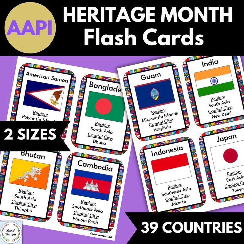 Printable AAPI Heritage Month Flash Cards, Asian American Pacific ...
